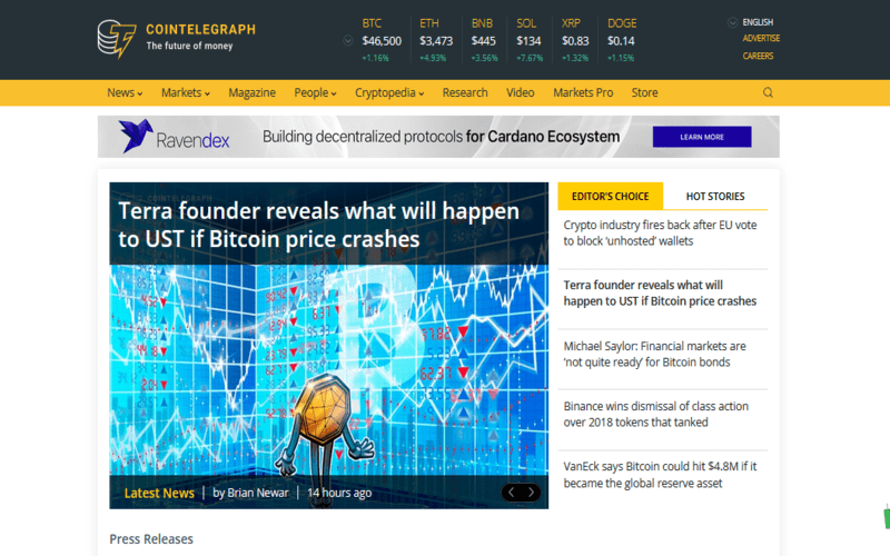 کوین تلگراف؛ معرفی و آموزش سایت Cointelegraph.com